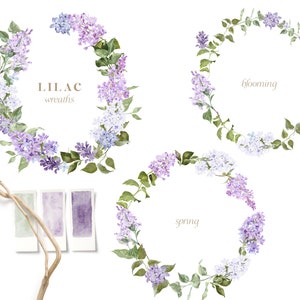 Lilac Watercolor Clipart, Spring Floral Bouquets and Wreaths (PNG) - Etsy