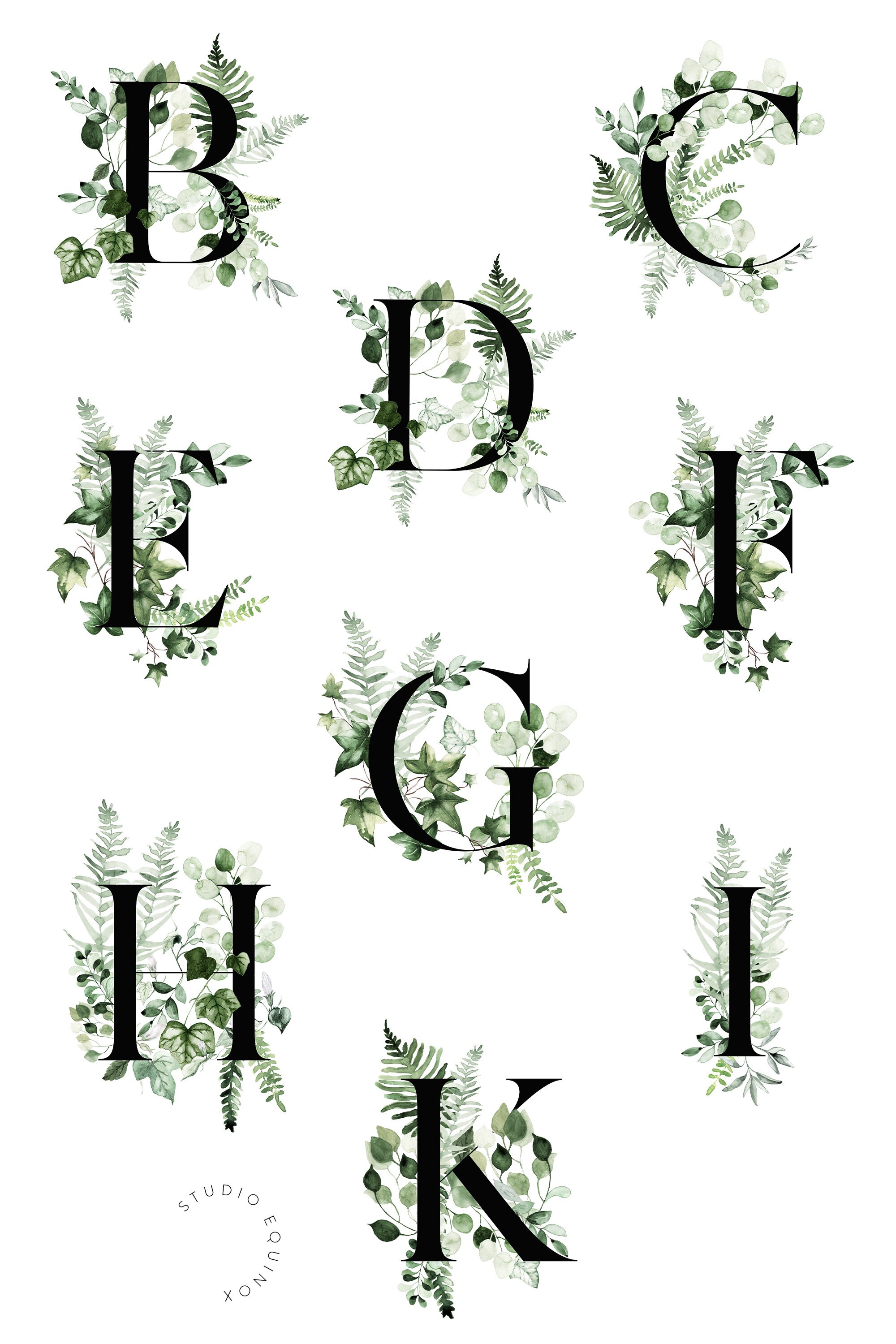 Ivy and Sage Greenery Alphabet Watercolor Greenery Letters - Etsy Australia