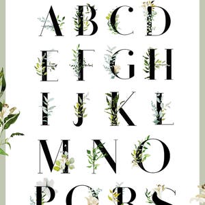 Watercolor Greenery Graphic Set, Greenery Clipart, Greenery Alphabet ...