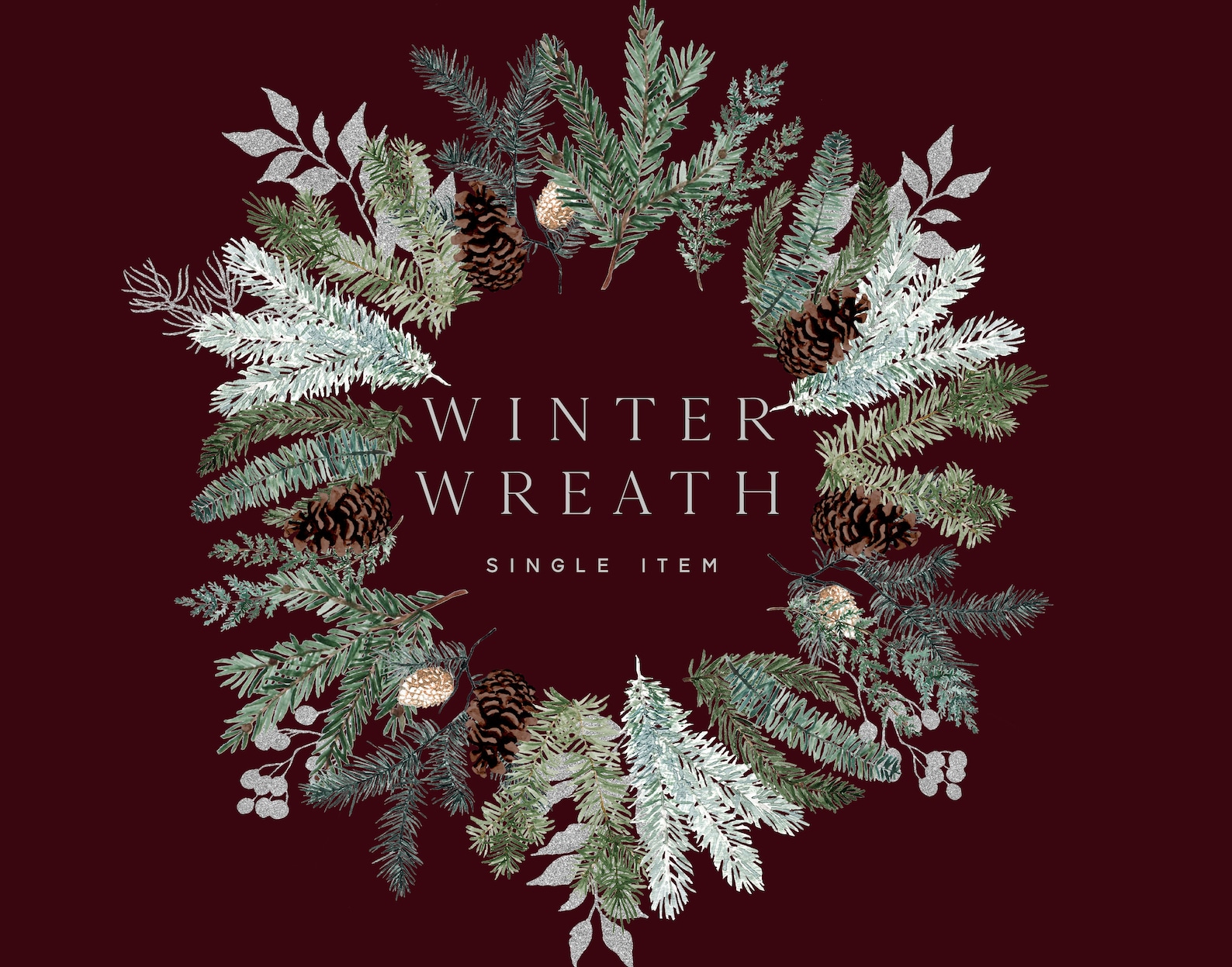 Watercolor Winter Wreath Clipart Watercolor Christmas Wreath | Etsy