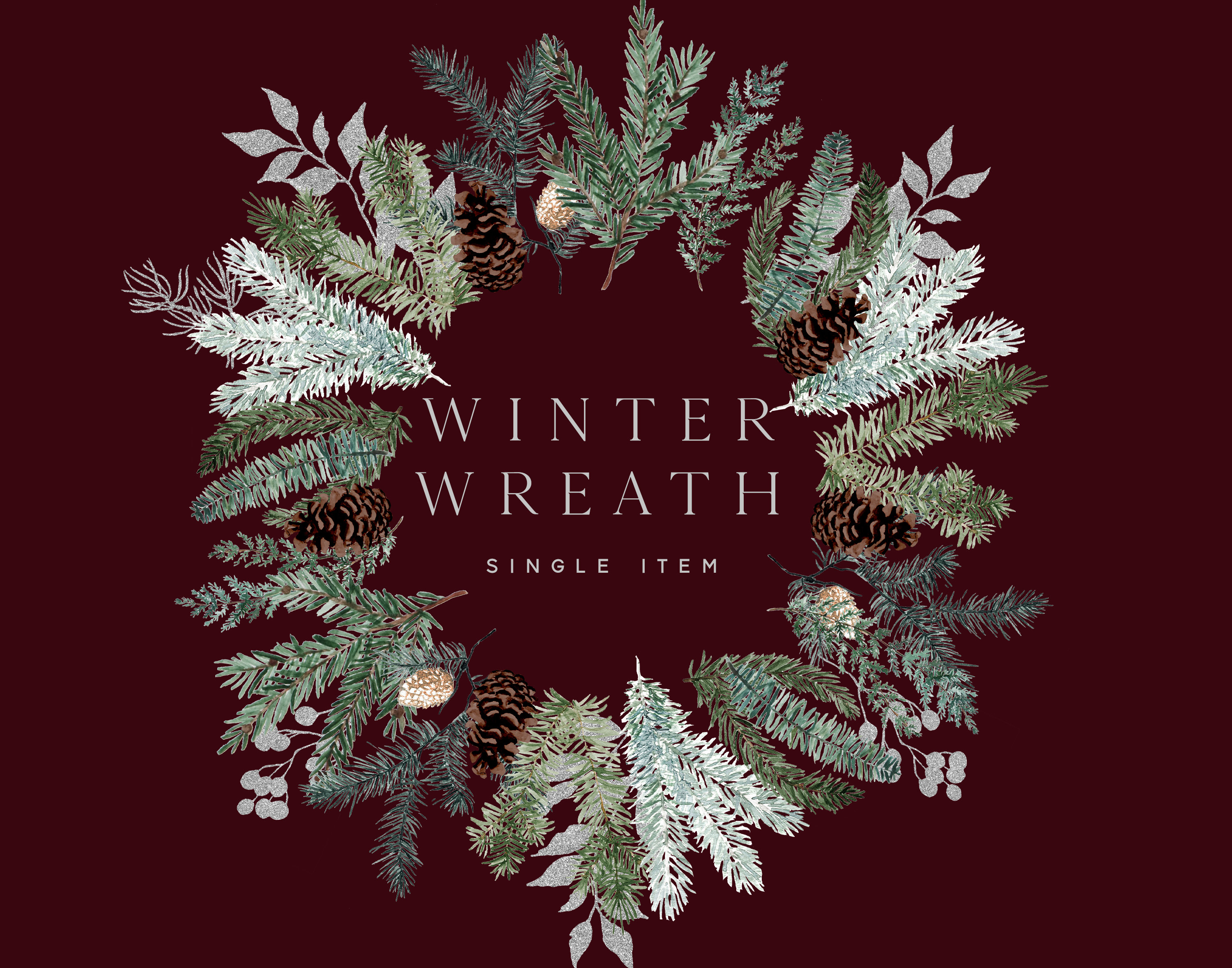 Watercolor Winter Wreath Clipart Watercolor Christmas Wreath | Etsy