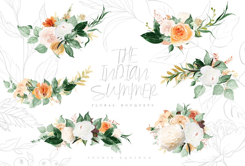 The Indian Summer Watercolor Grahic Set Autumn Clipart Fall - Etsy