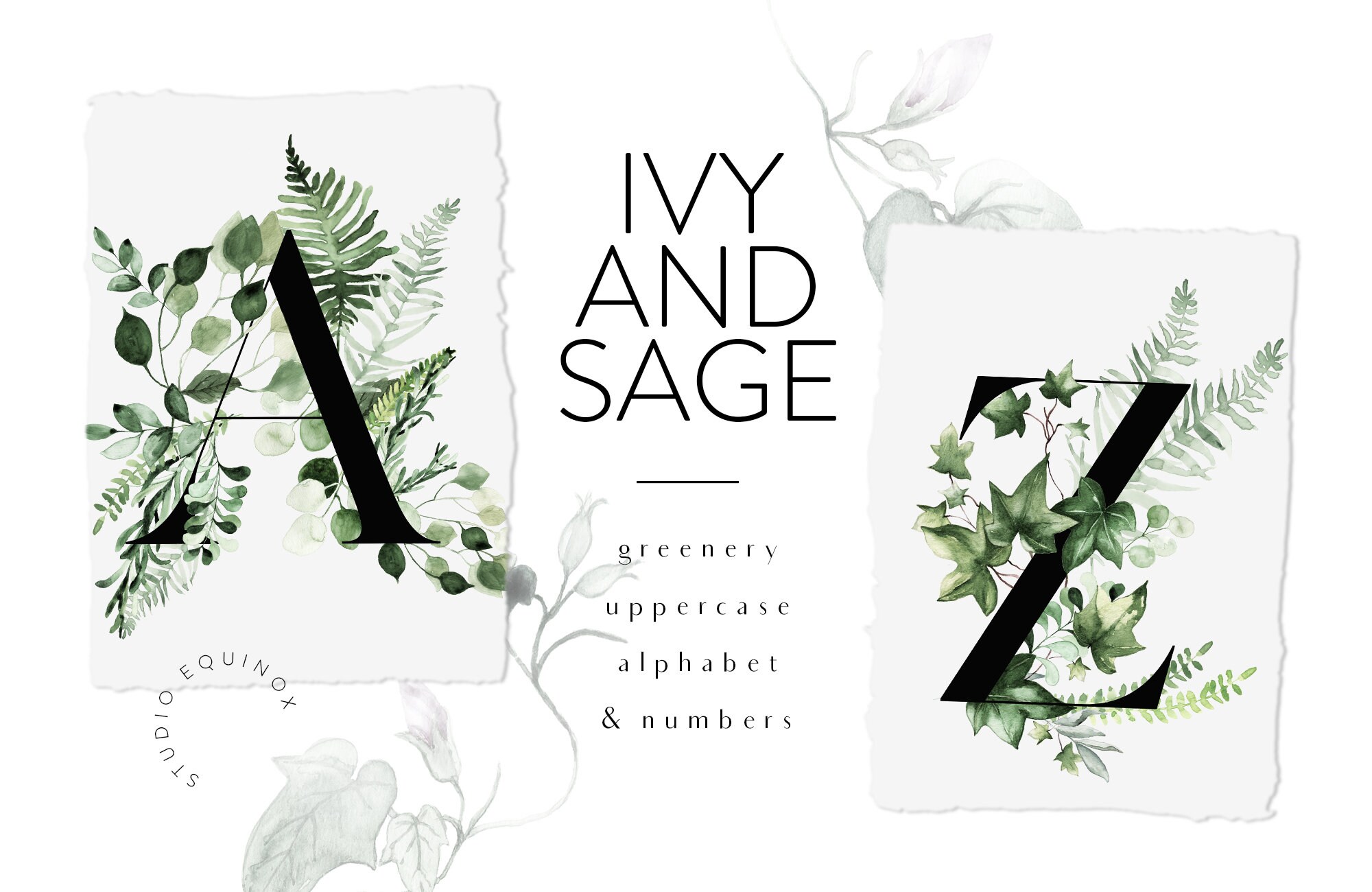 Ivy and Sage Greenery Alphabet Watercolor Greenery Letters - Etsy
