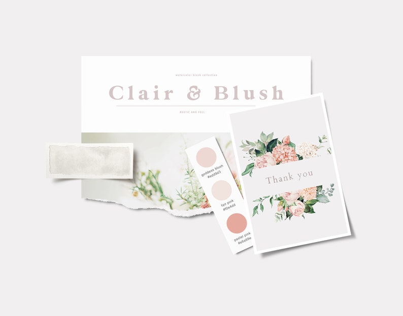 Clair & Blush Watercolor Blush Graphic Set Summer Floral | Etsy
