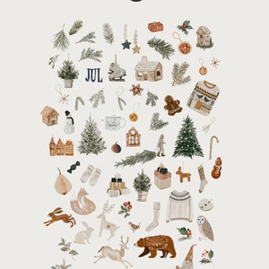 Skandi Winter Clipart – Folk Watercolor Christmas Elements (PNG) - Etsy