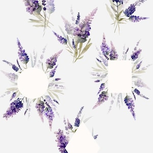 Floral Watercolor Clipart - Lavender Flowers Clipart - Purple Flowers ...