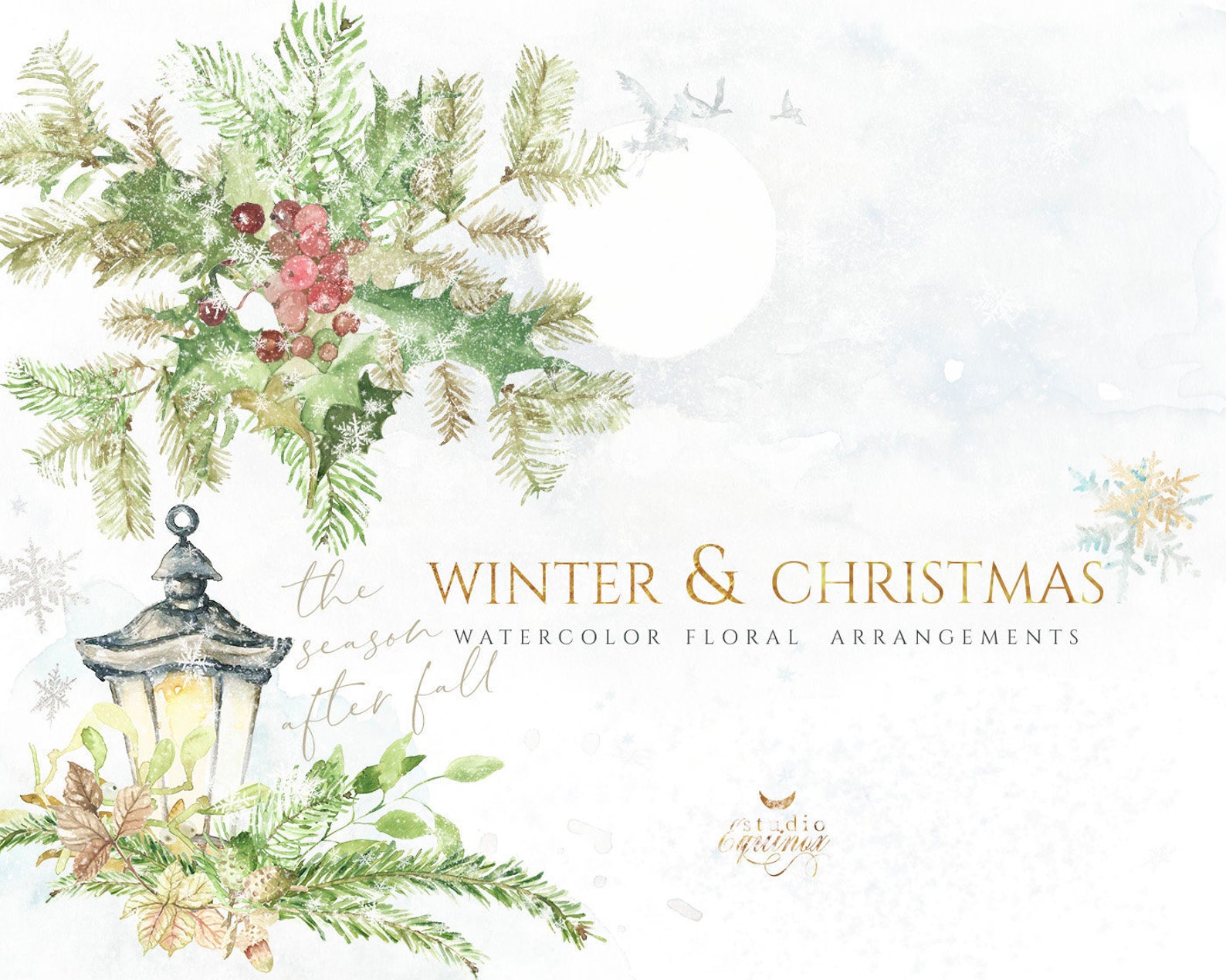 Winter Clipart Christmas Clipart Winter Arrangements - Etsy