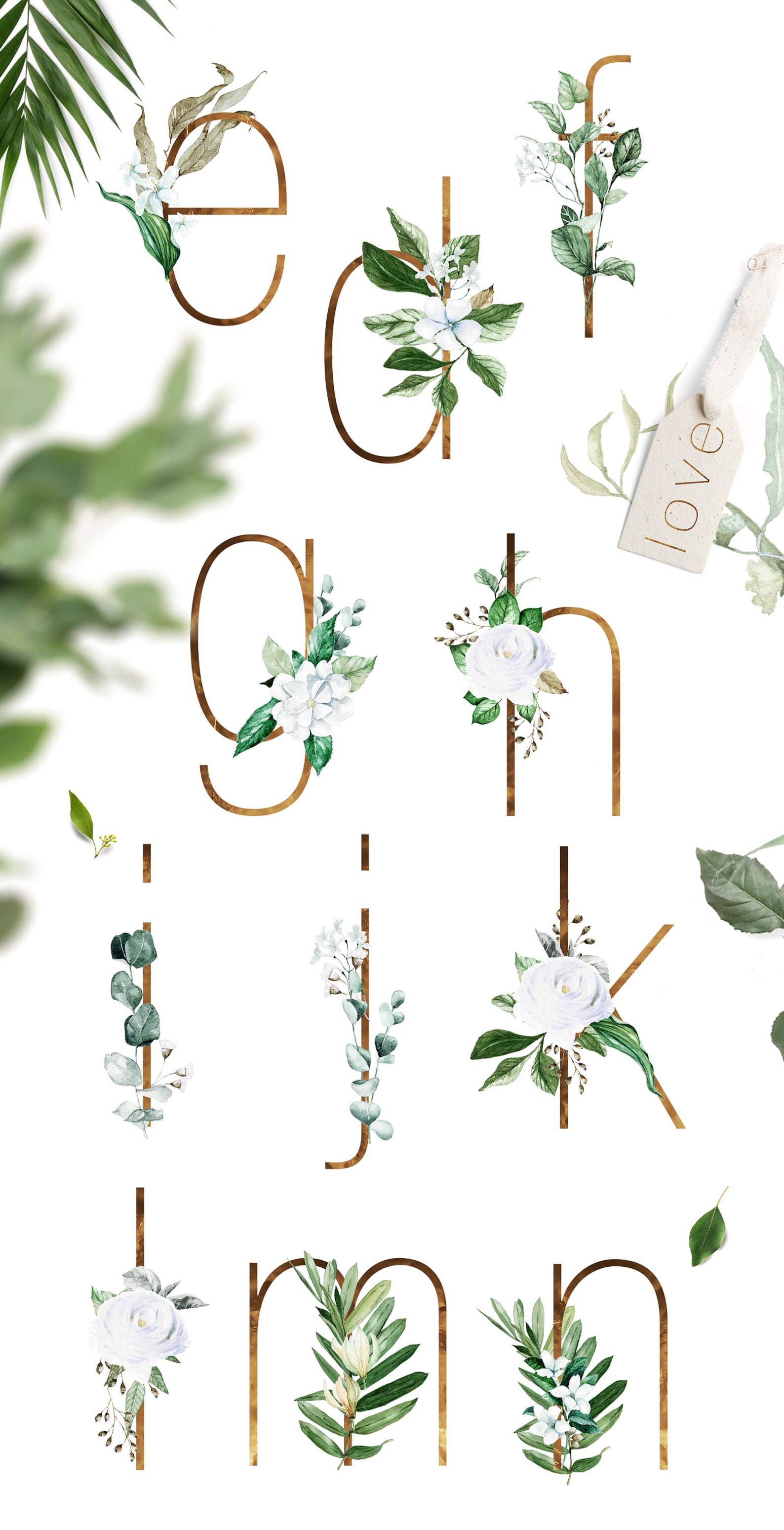 Watercolor Greenery Set, Floral Alphabet, Wreaths (PNG) - Etsy