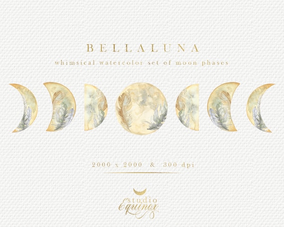 Moon Phases Clipart Watercolor Moon Clipart Full Moon - Etsy