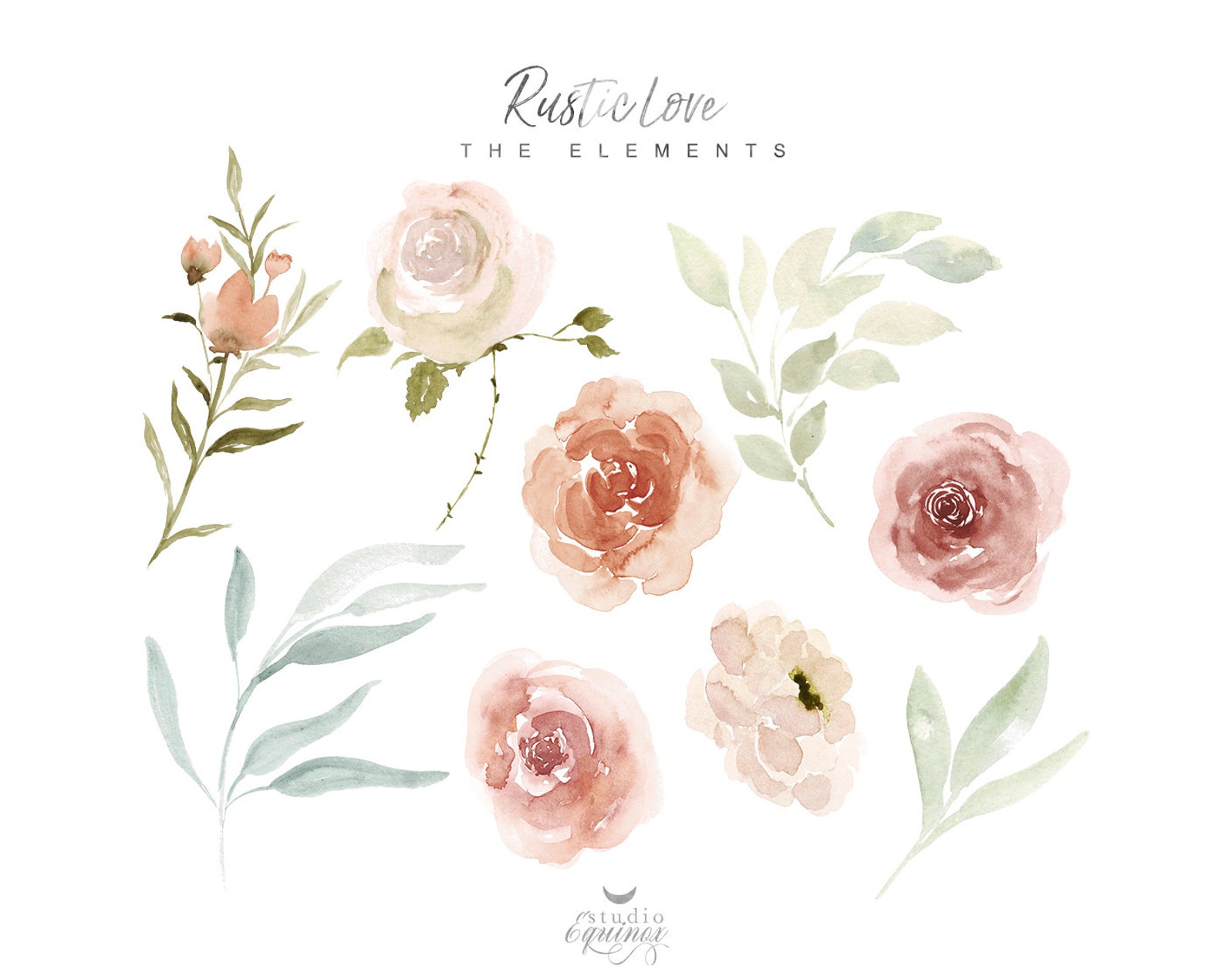 Watercolor Roses and Peonies Clipart Watercolor Floral Set | Etsy