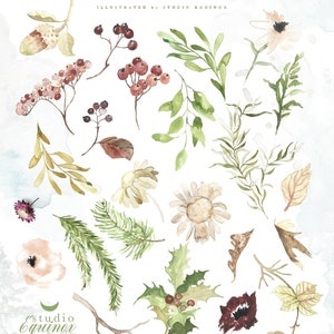 Winter Clipart Set, Christmas Clipart, Autumn Clipart, Watercolor ...