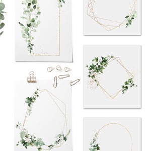 Ivy and Sage Greenery Geometric Frames, Watercolor Greenery Frame ...