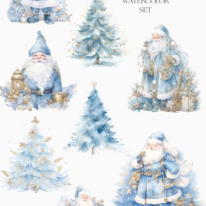 Watercolor Blue Christmas, Watercolor Winter Clipart, Winter Christmas ...