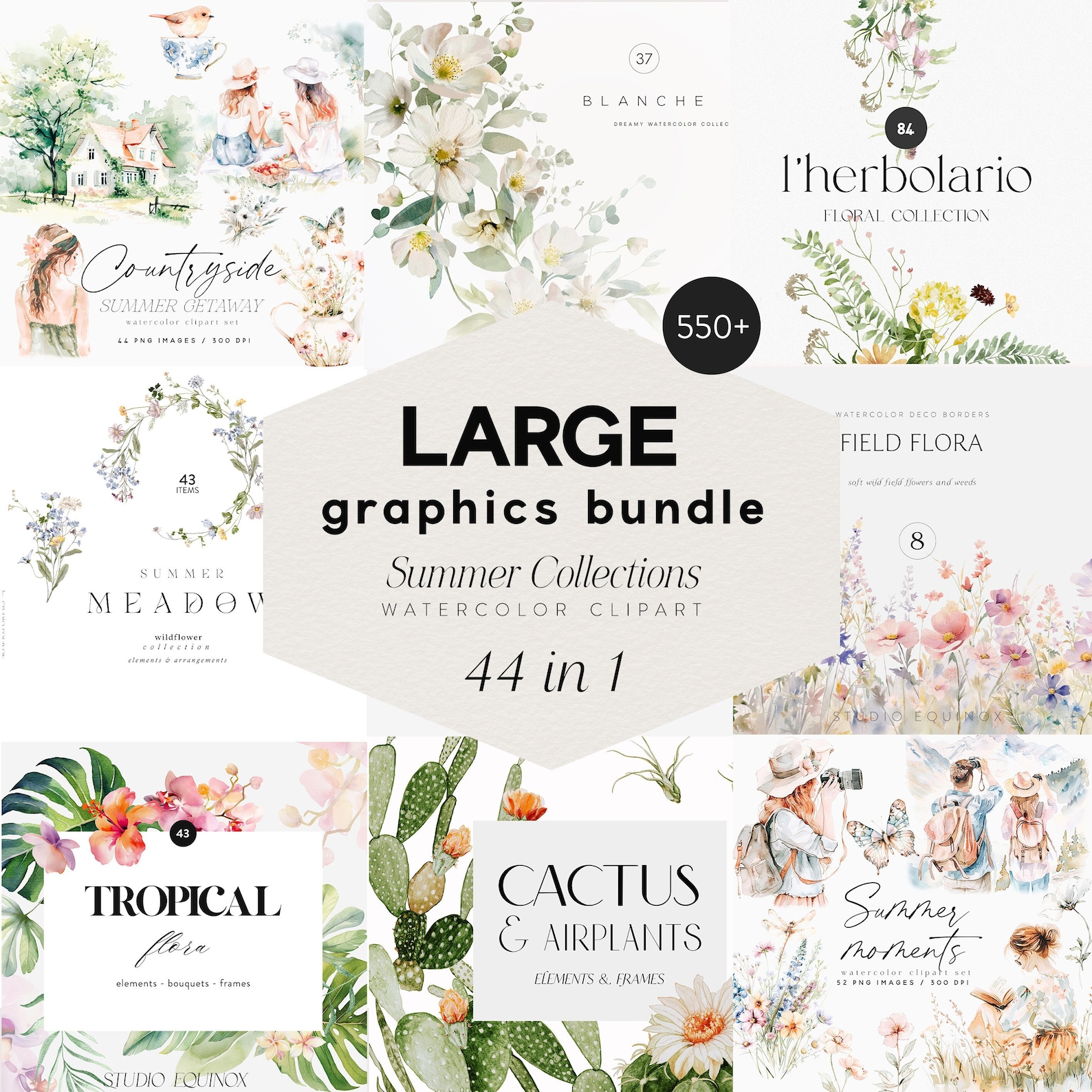 Watercolor Summer Clipart Bundle, Scrapbooking Graphics - Etsy