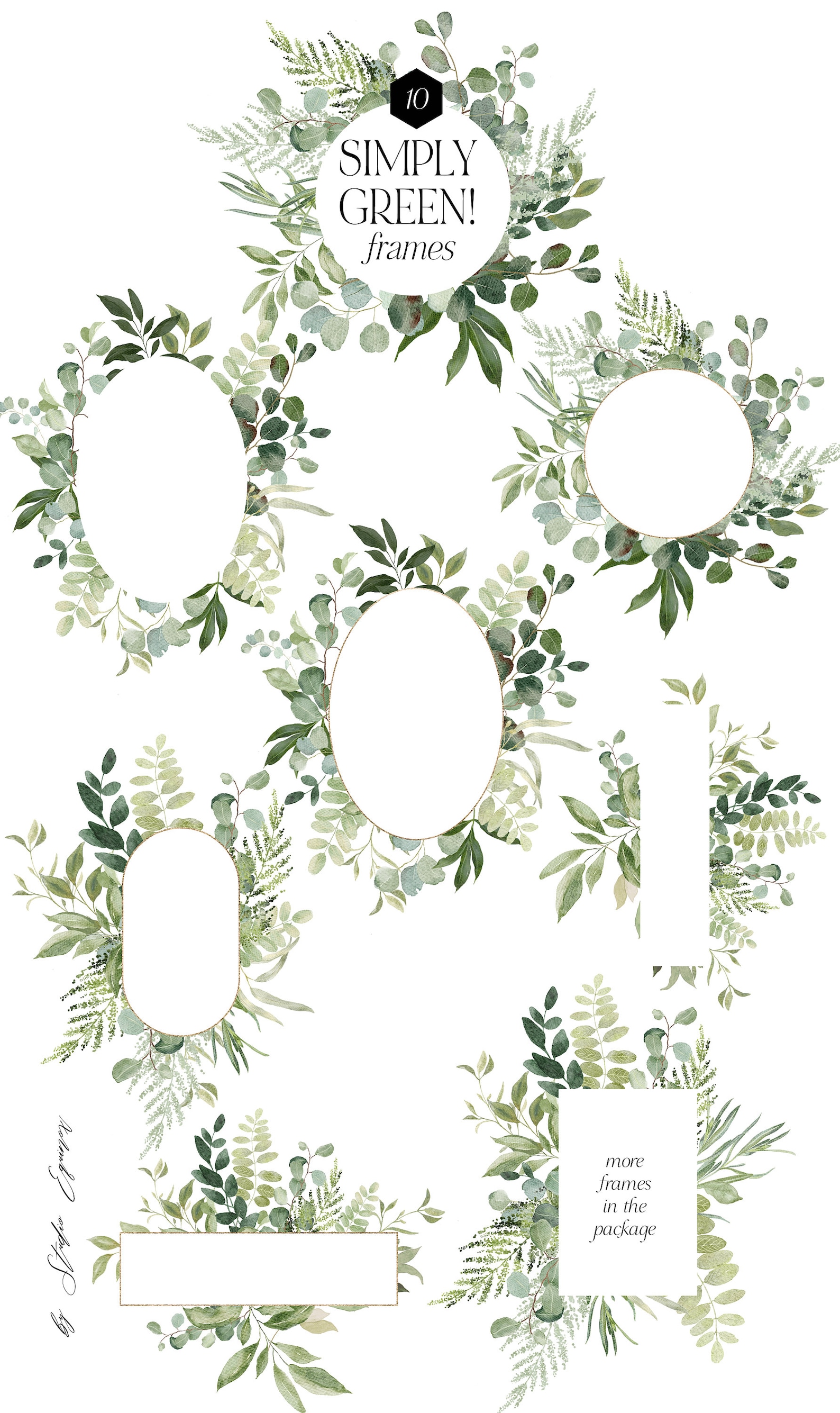 Watercolor Greenery Clipart Set Greenery Wreath Watercolor - Etsy