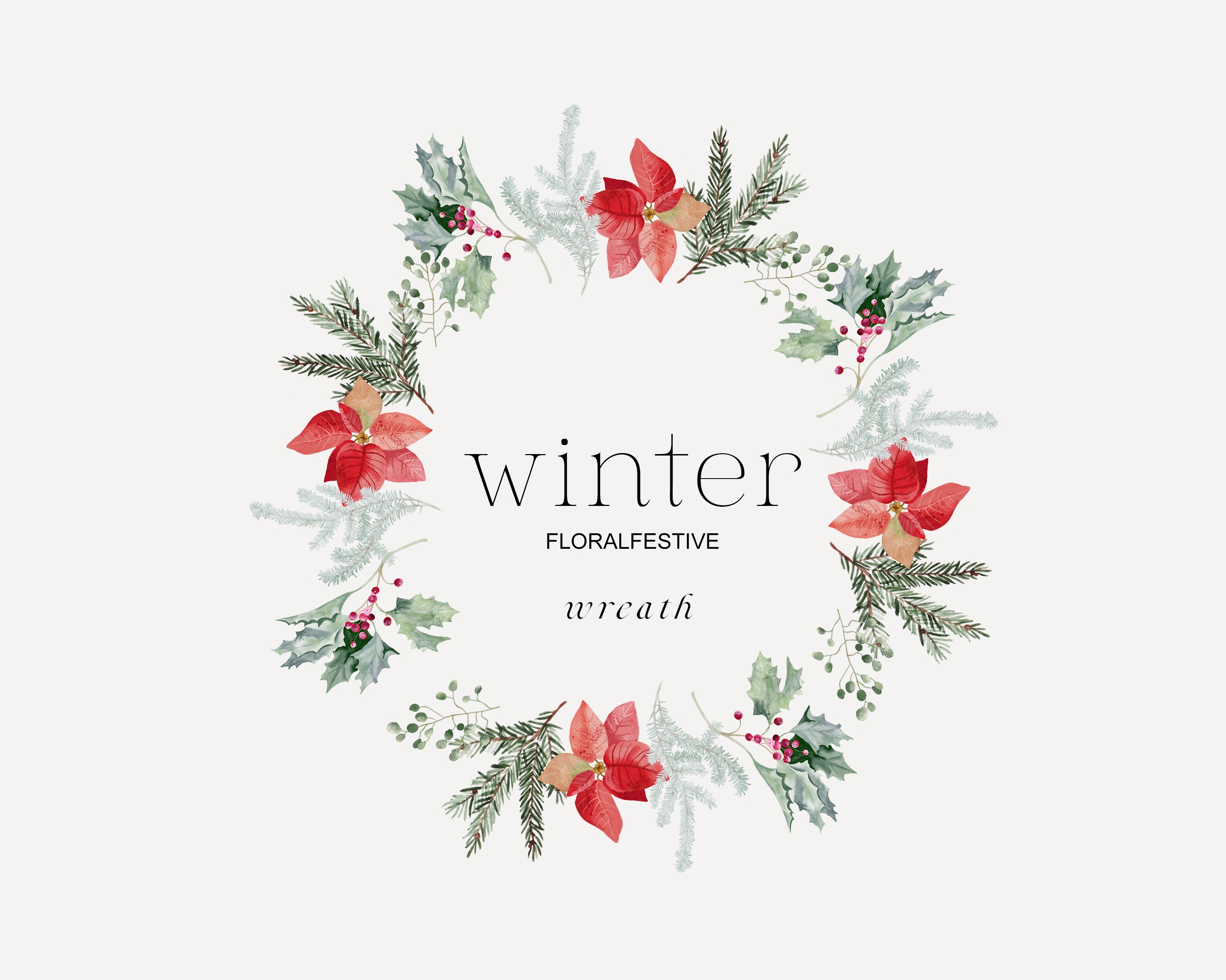 Winter Wreath Watercolor Clipart Christmas Clipart - Etsy