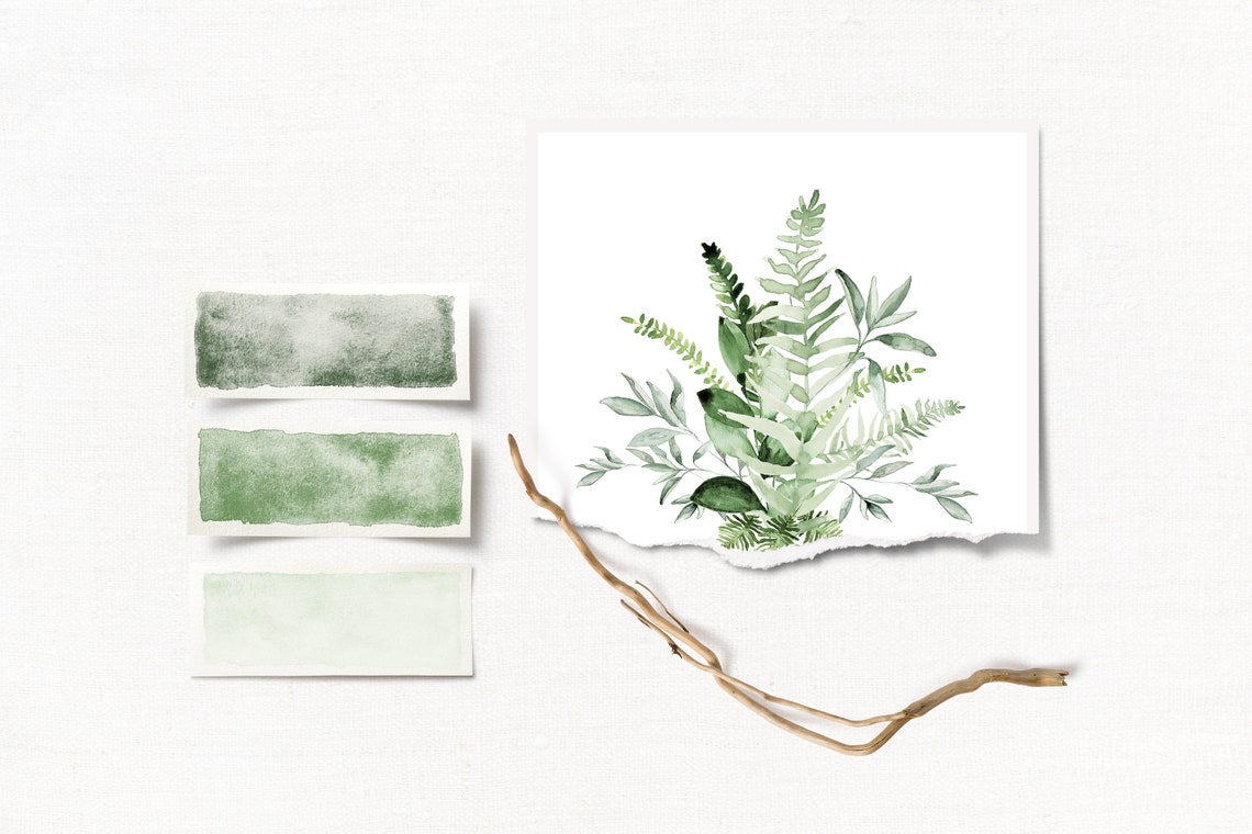 Beautiful Greenery Watercolor Greenery Bouquets Greenery | Etsy