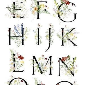 Wild Floral Alphabet Clipart, Ampersand, Watercolor Spring/summer Wild ...