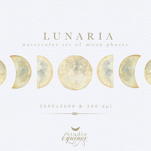 Moon Phases Clipart Watercolor Moon Clipart Full Moon - Etsy