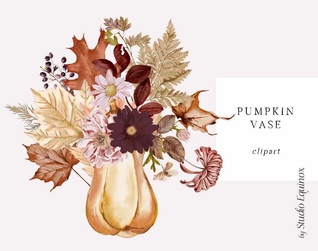 Autumn Celebration Watercolor Pumpkin Vase Clipart Pumpkin - Etsy UK