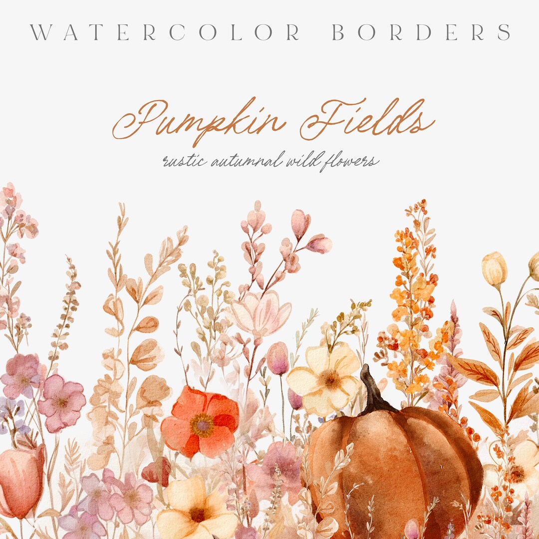 Watercolor Autumn Clipart - Pumpkin Clipart - Autumn Flowers - Autumn ...