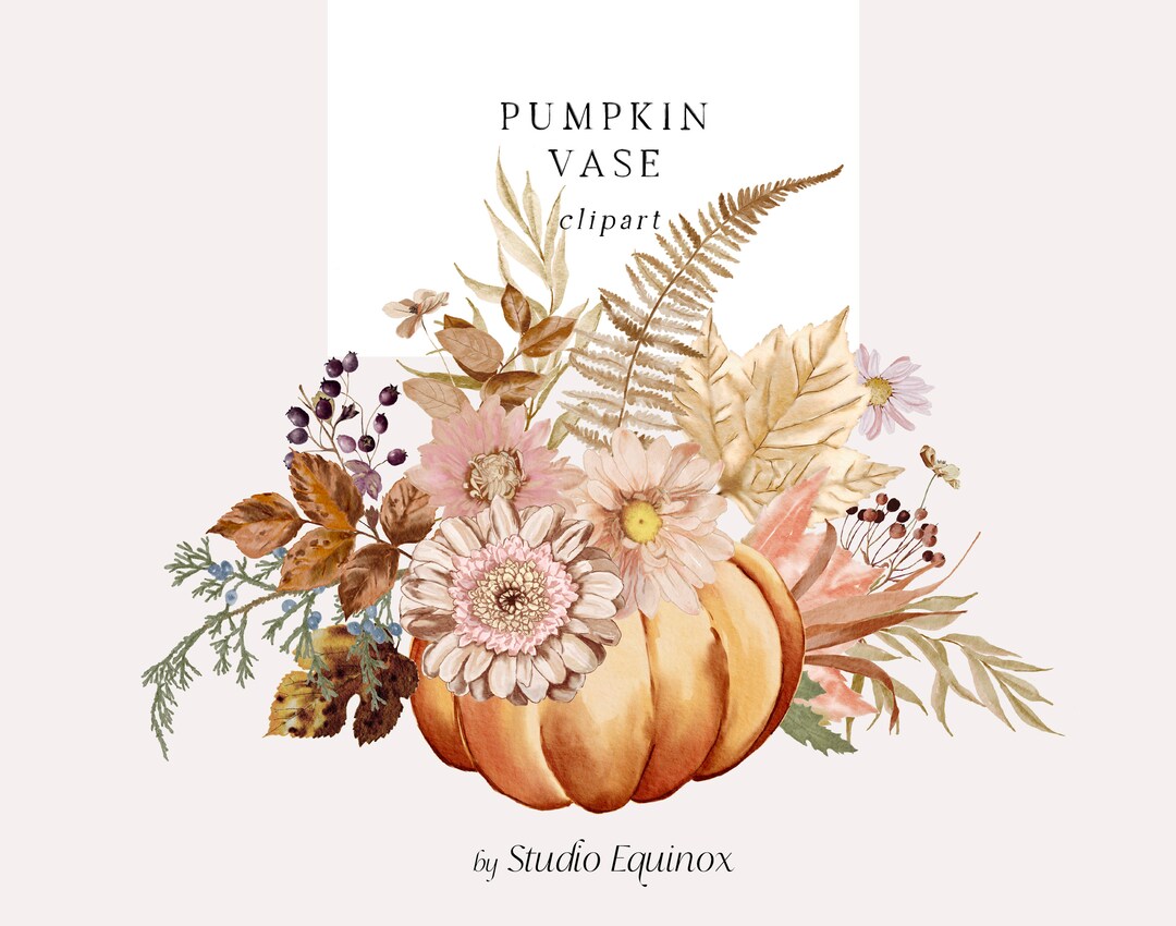 Autumn Celebration, Watercolor Pumpkin Vase Clipart, Pumpkin ...