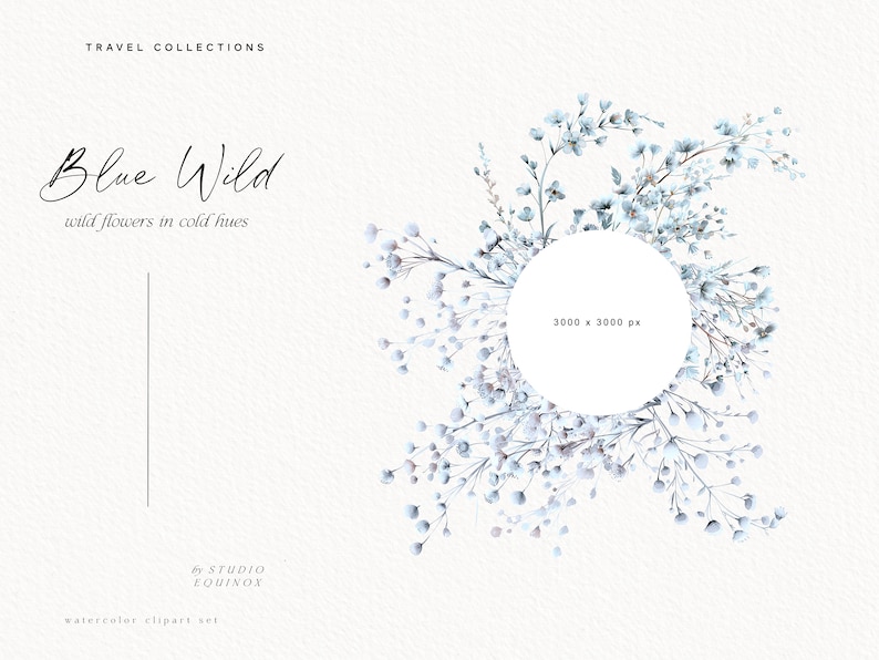 Blue Wildflower Watercolor Clipart, Floral Frames (PNG Files) - Etsy