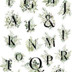 Watercolor Greenery Alphabet, Foliage Letters & Ampersand (PNG) - Etsy