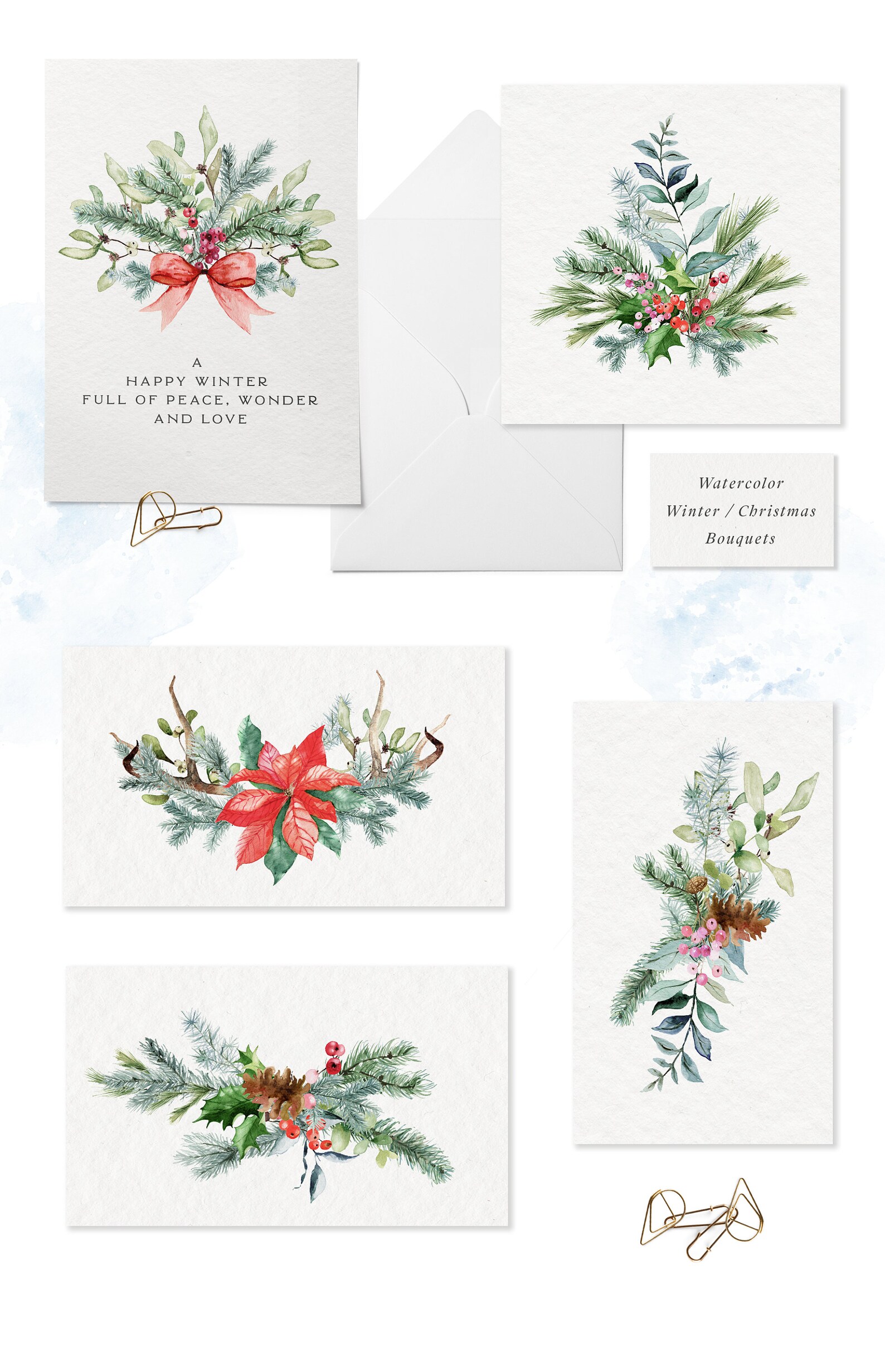 Winter Greenery Watercolor Graphics Christmas Photo Frame - Etsy