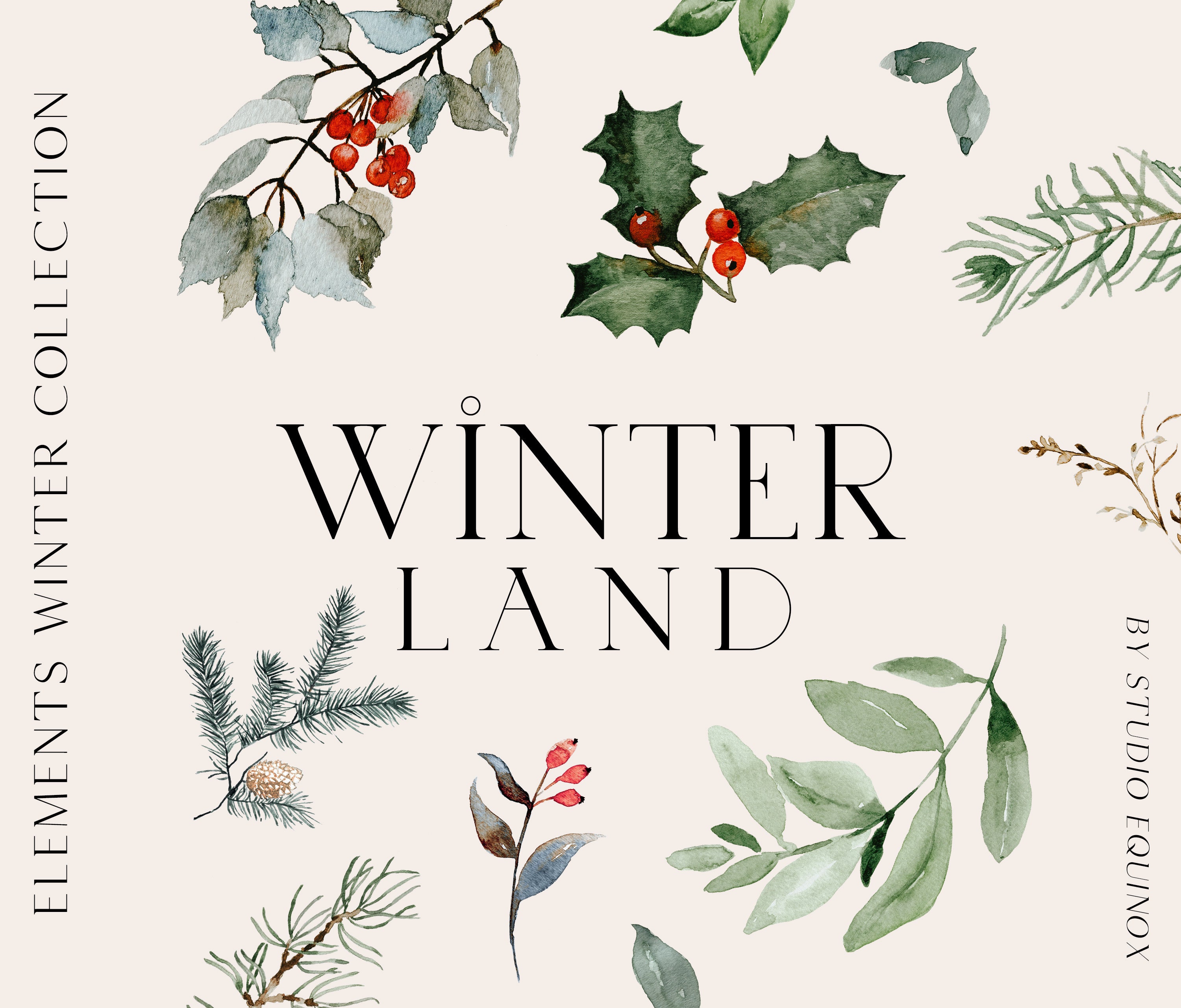 Winter Land Watercolor Hand Painted Elements DIY Winter - Etsy