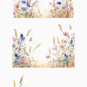 Watercolor Floral Clipart, Wheat Field Borders Clipart, Wheats Field ...