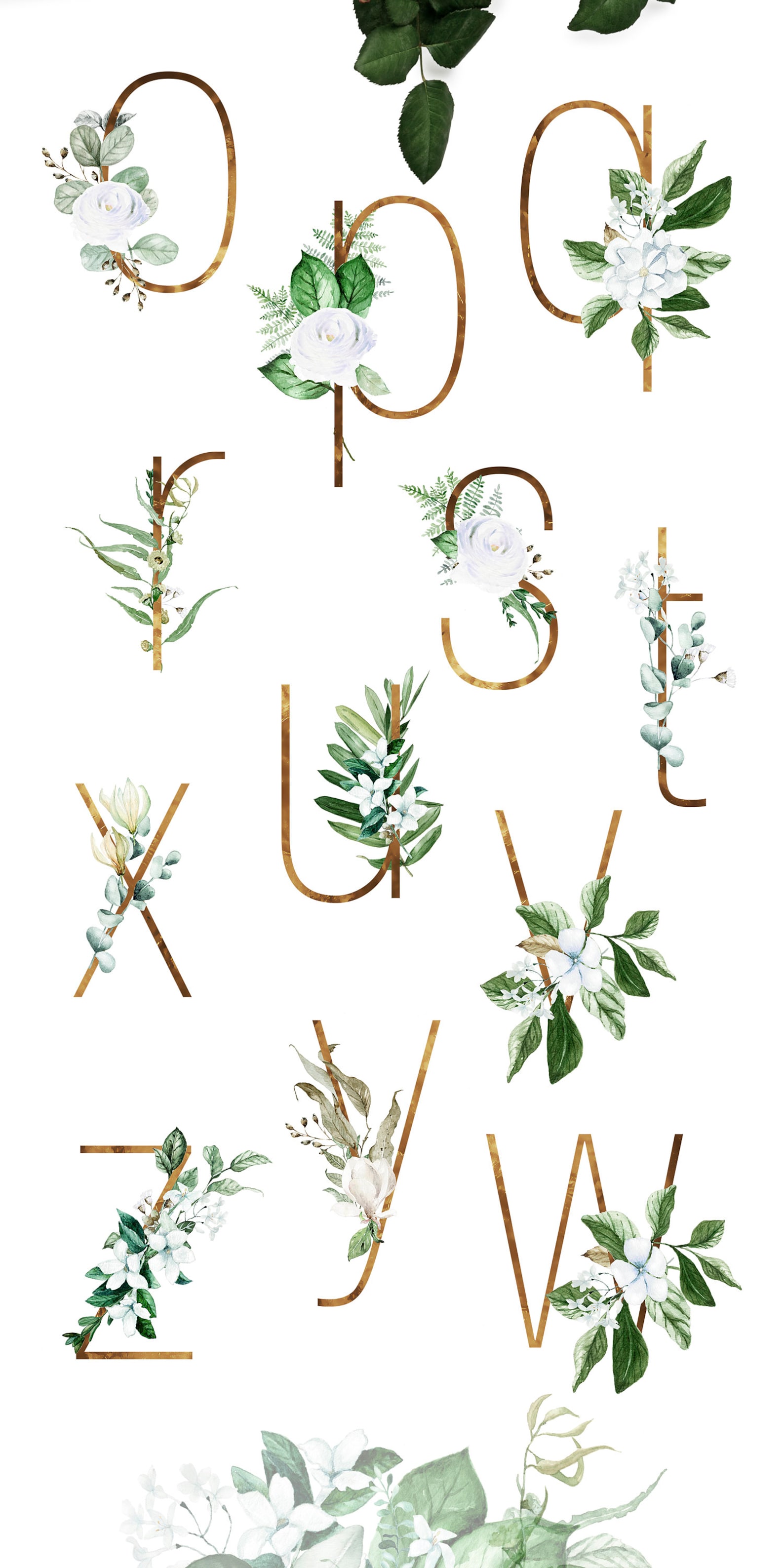 LUSH Chapter 2 Watercolor Greenery Alphabet Watercolor | Etsy