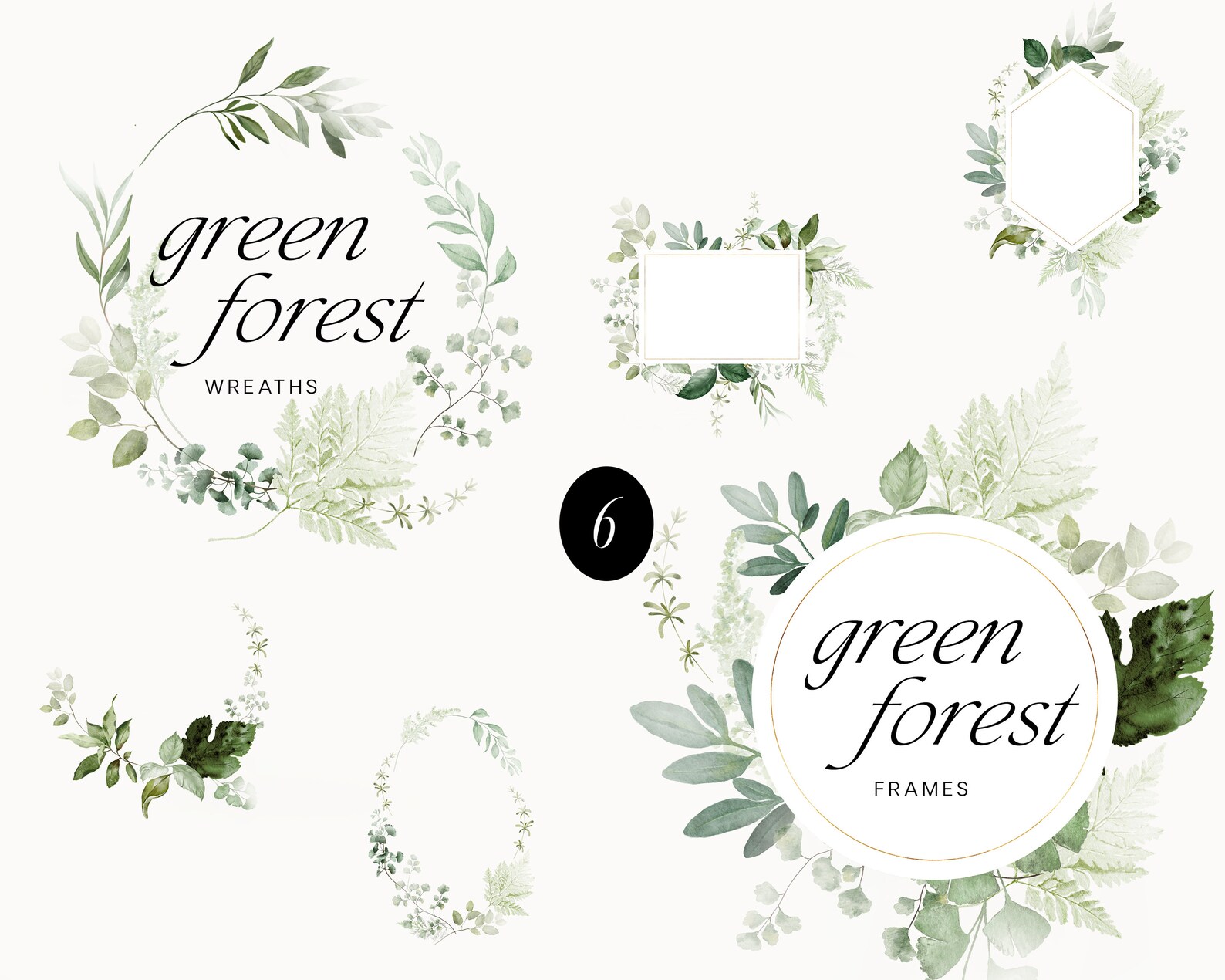 Greenery Watercolor Clipart Greenery Clipart Premade - Etsy