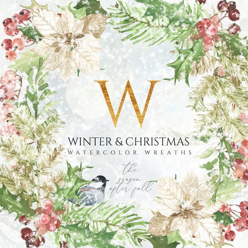 Winter and Christmas Clipart Set Pine and Winter Florals - Etsy