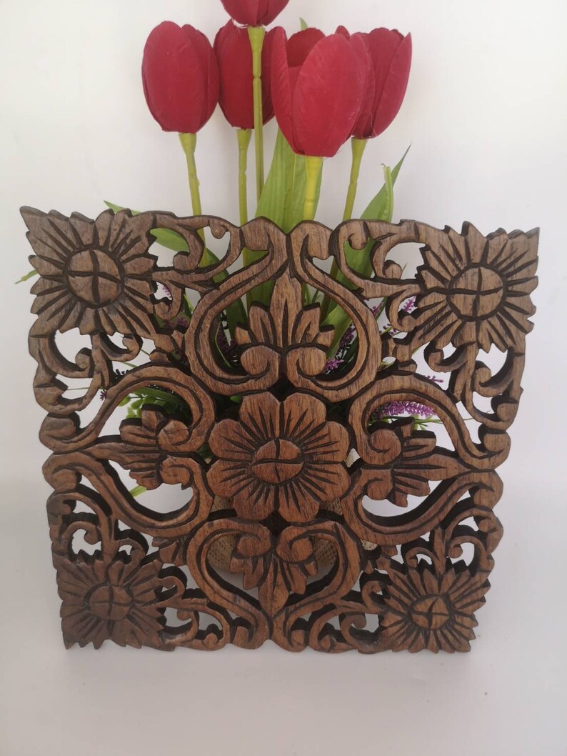 Wood Carving Wall Decor Flower Pattern Beautiful Art - Etsy Canada