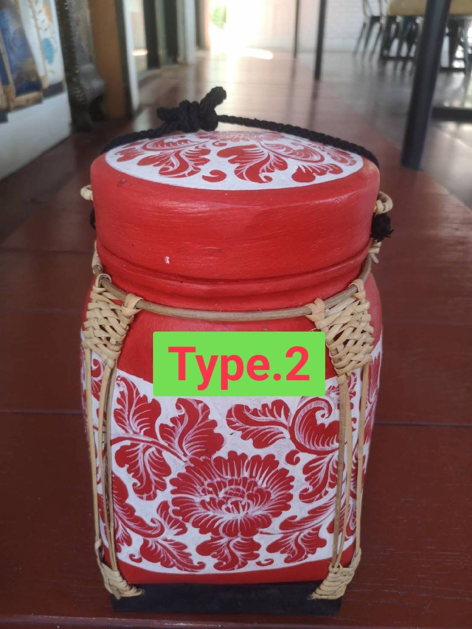 Thai Rice box Basket hand painted Height 30 Cm . | Etsy