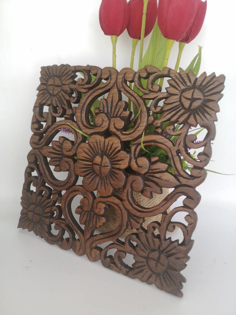 Wood Carving Wall Decor Flower Pattern Beautiful Art - Etsy Canada