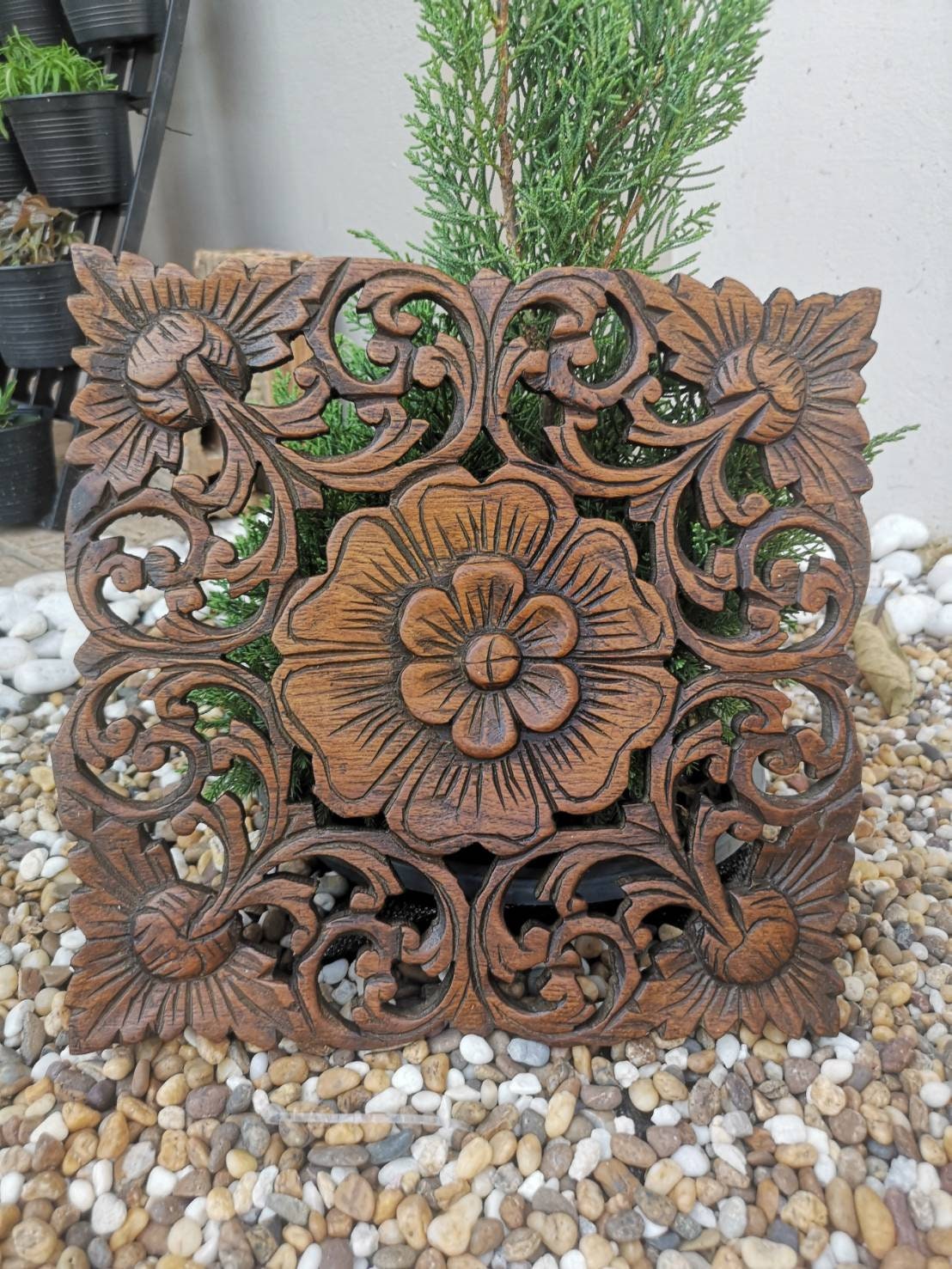 Wood Wall Decoration Carved Wooden Wall Flower Shaped Home - Etsy