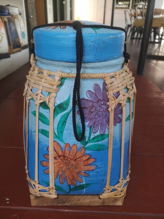 Thai Rice Box Basket Hand Painted Size 38 Cm. | Etsy Canada