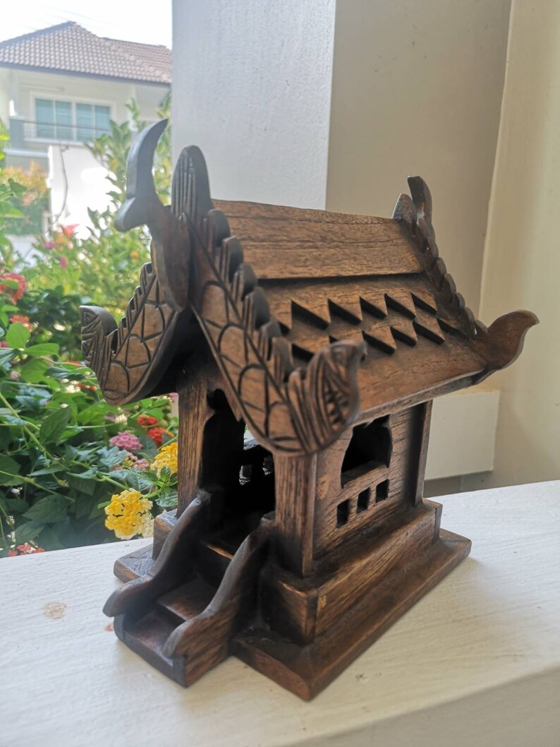 Mini Thai Wooden Temple Spirit Buddha Handcraft handmade . | Etsy