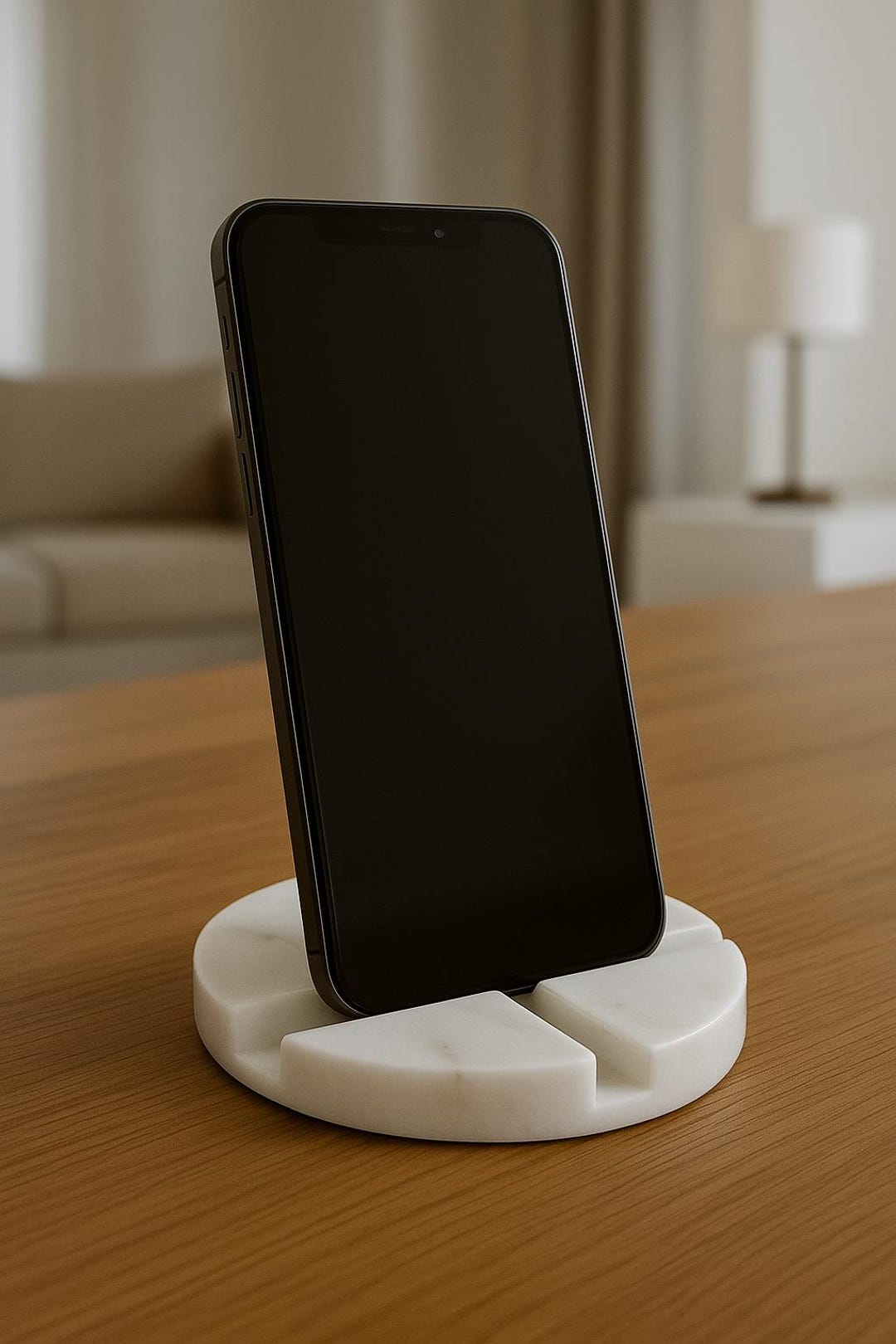 Handmade Marble Phone Stand – Luxury Carrara Stone, Minimalist Desk ...