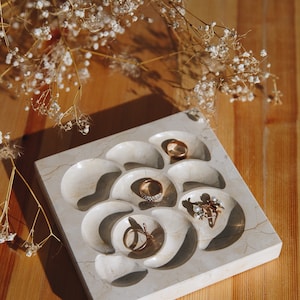 White Marble Jewelry Display Tray, Ring Earrings Organizer, Jewelry ...