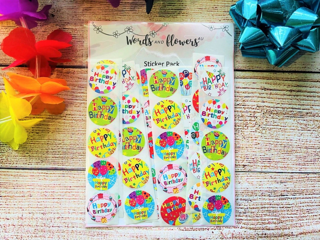 Happy Birthday Stickers, Birthday Party Stickers, Birthday Sticker Pack ...