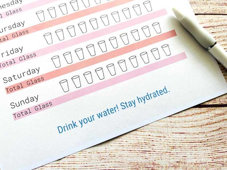 Weekly Water Intake Tracker, Printable Tracker, Stay Hydrated Chart - Etsy