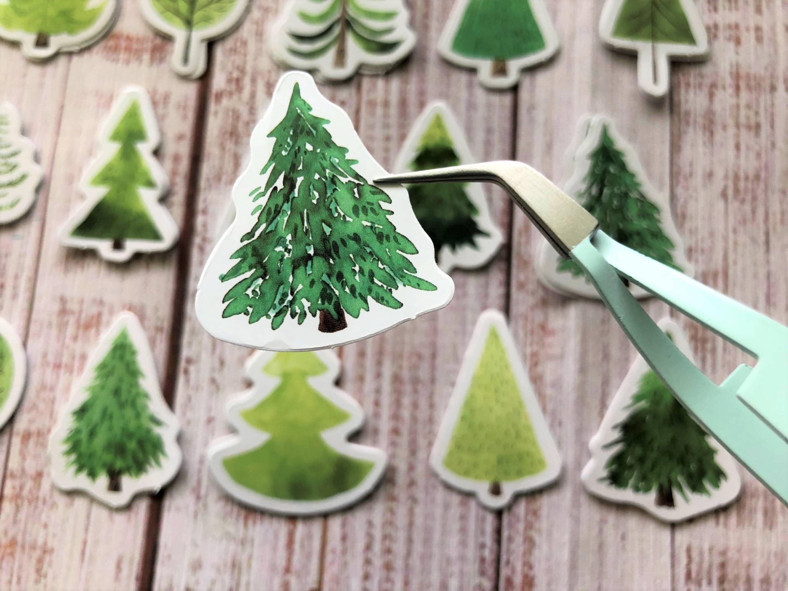 Tree Stickers Green Tree Sticker Set Set of 45 Paper | Etsy