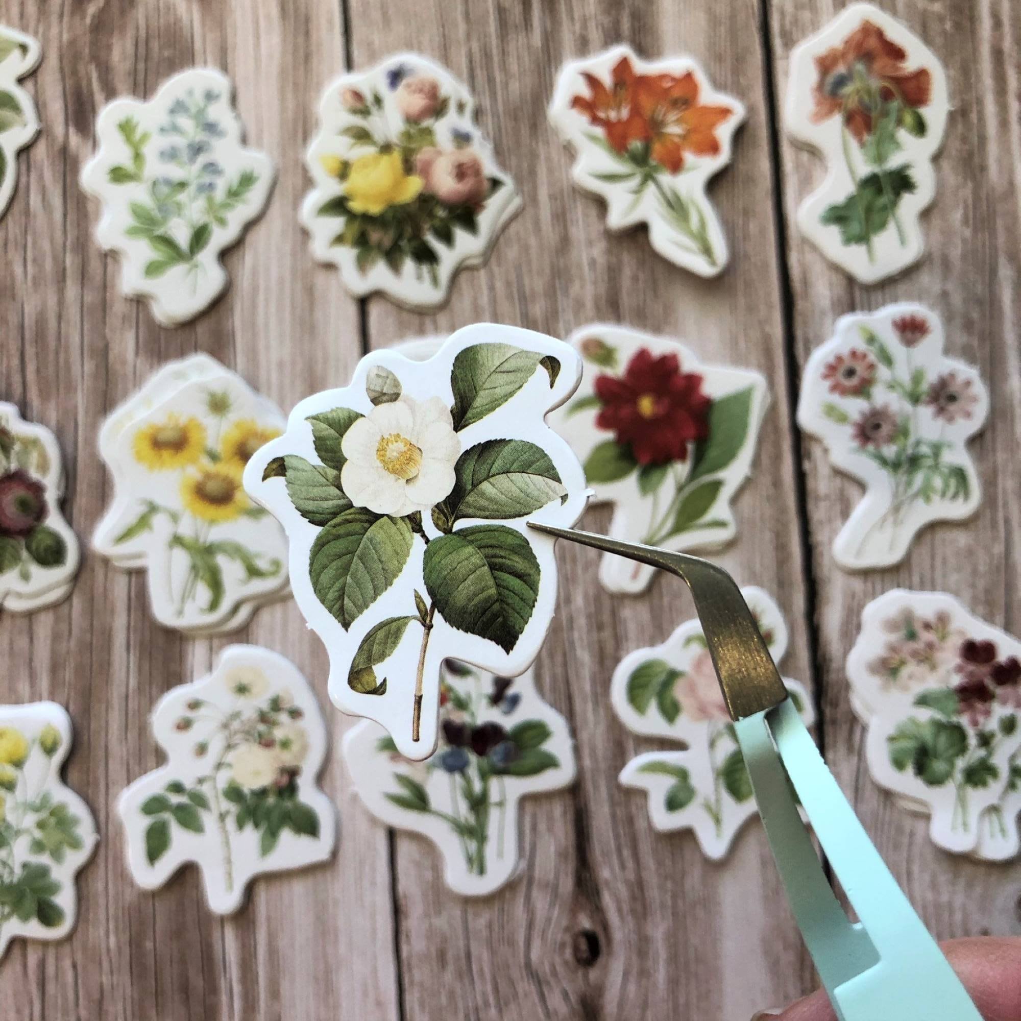 Vintage Flower Sticker Pack Set of Beautiful Flower Stickers | Etsy
