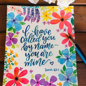 I Have Called You by Name, Isaiah 43:1, Bible Verse Art, Watercolour ...