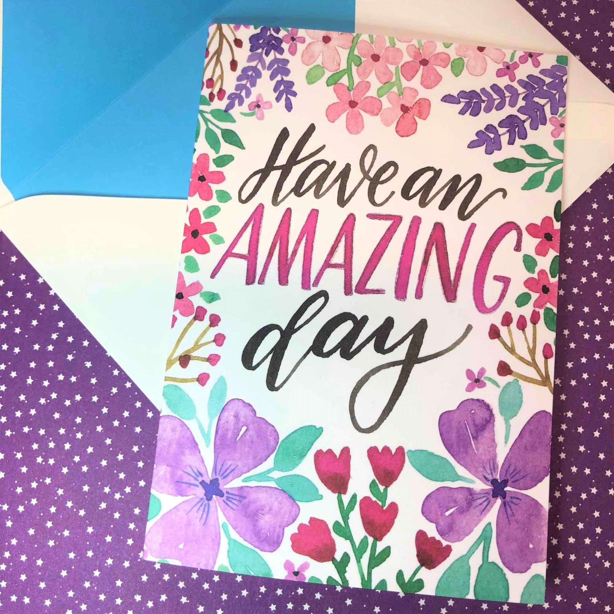 Have an Amazing Day Greeting Card Featuring watercolour | Etsy