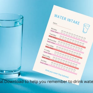Weekly Water Intake Tracker, Printable Tracker, Stay Hydrated Chart - Etsy