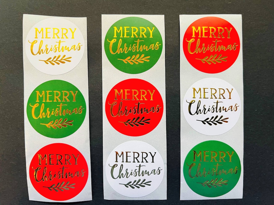 Merry Christmas Stickers, Gold Foil Stickers, Christmas Stickers ...